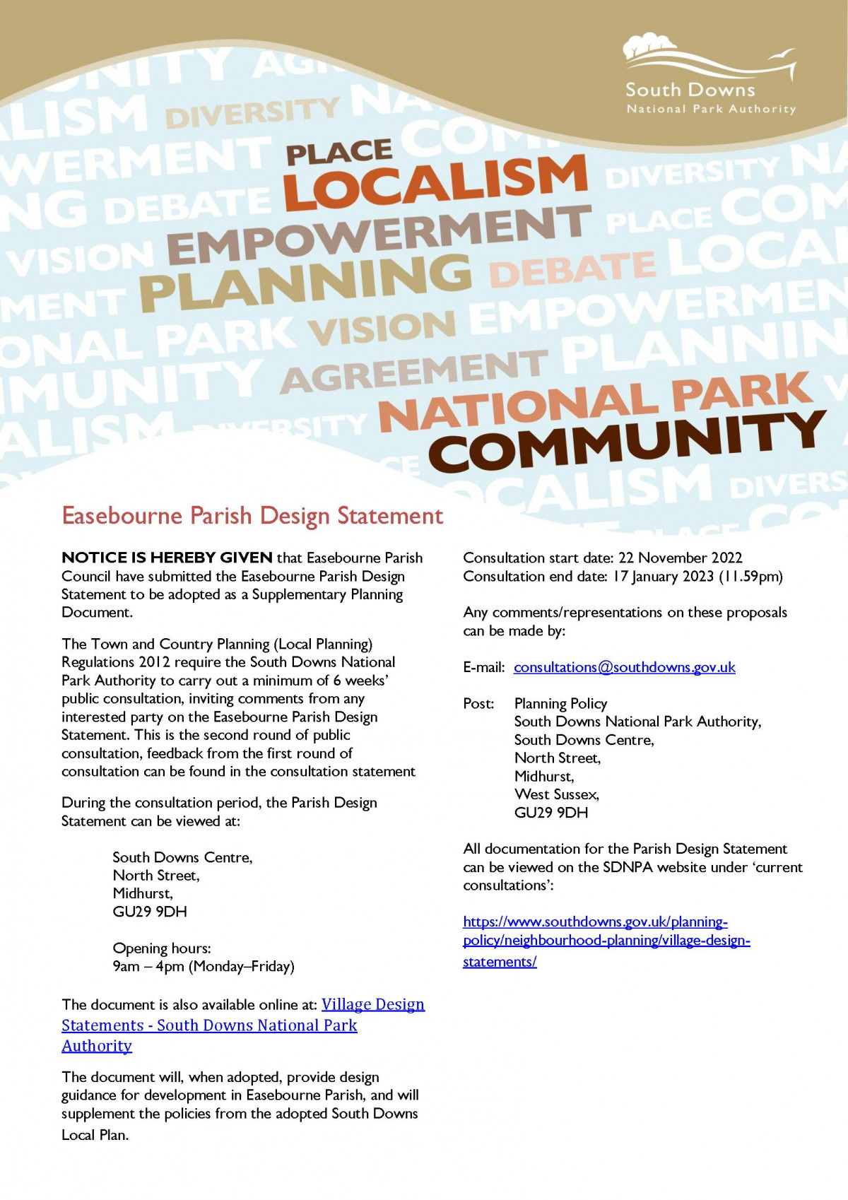 Parish Design Statement Consultation -22 November 2022 to 17 January ...